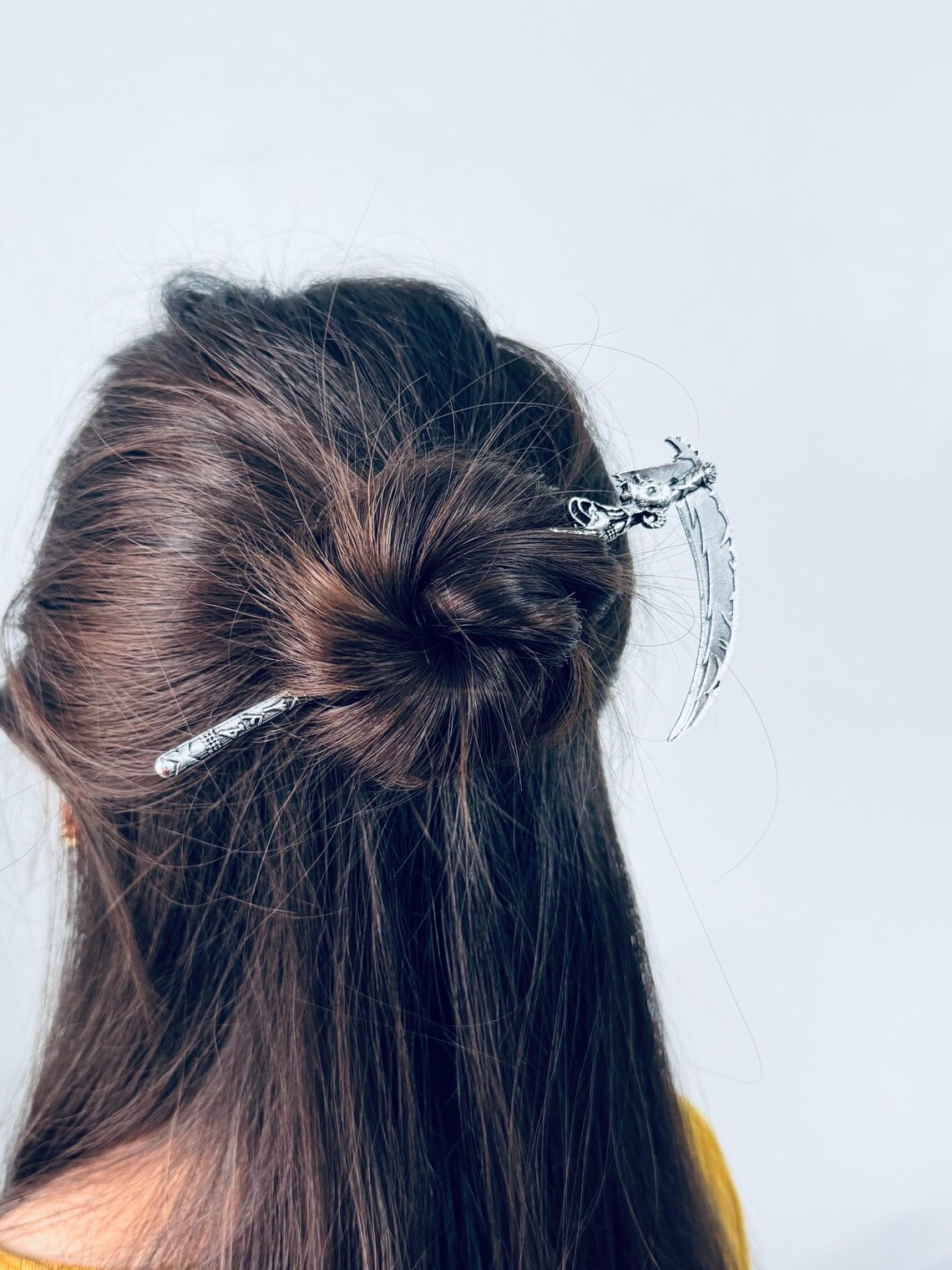 Silver Sickle Hair Pin, Witchy Gothic Hair Accessory - Etsy