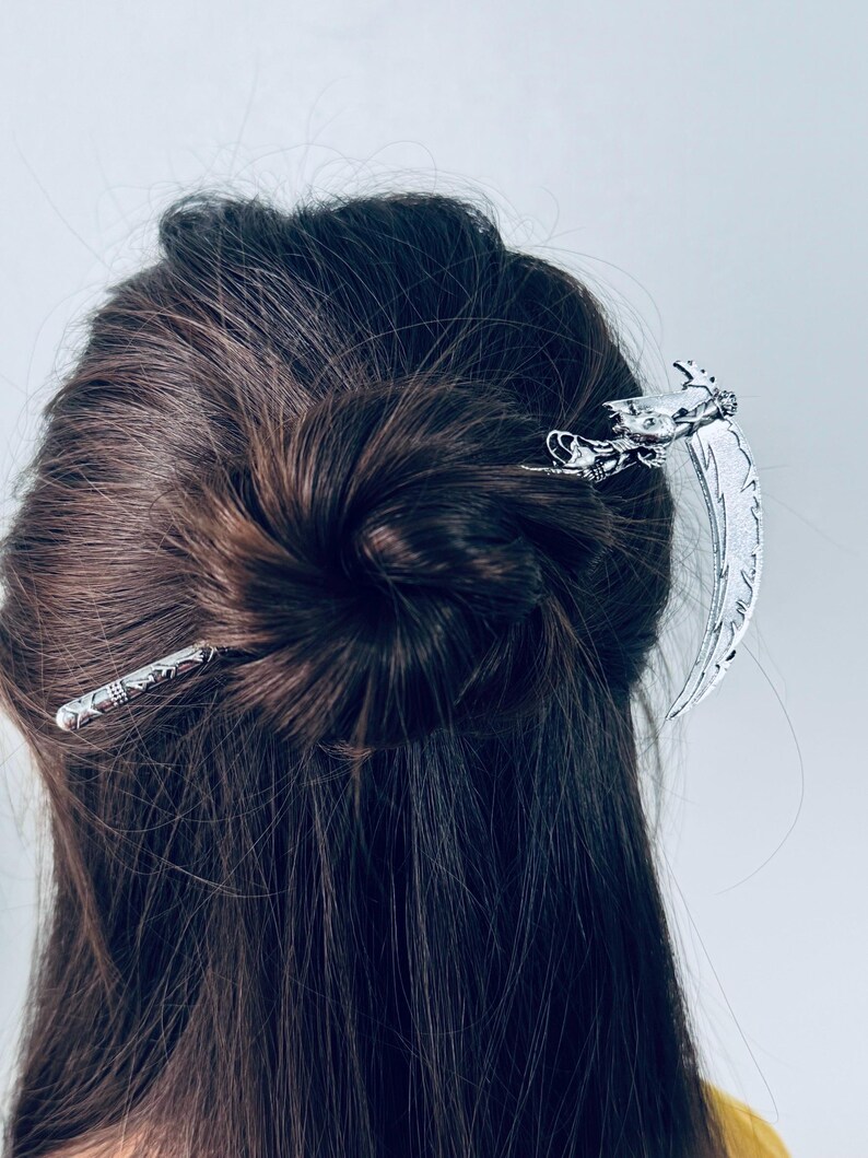 Silver Sickle Hair Pin, Witchy Gothic Hair Accessory - Etsy