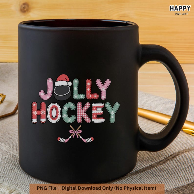Jolly Hockey Christmas Clipart: Santa Puck, Plush Letters (PNG Digital ...