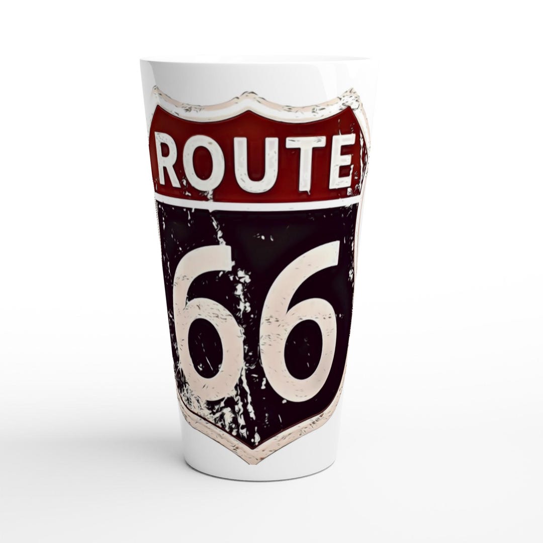 Vintage Route 66 Mug - Glossy Ceramic Latte Cup - Retro Road Trip Gift ...