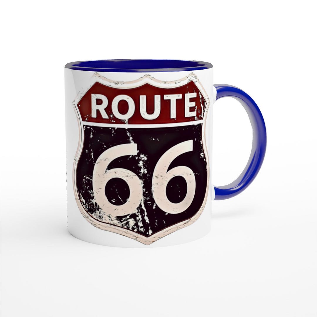 Vintage Route 66 Ceramic Mug - Retro Road Sign Design - 11oz Dishwasher ...