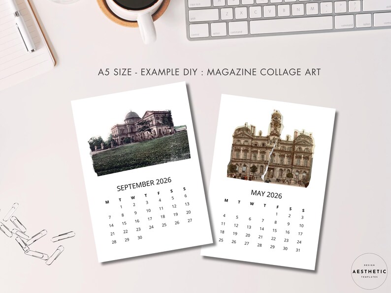 2026 DIY Desk Calendar Template | Simple Minimalist Monthly Creative ...