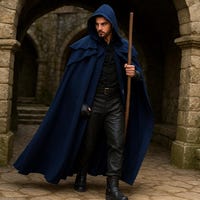 Men's 100% Wool Medieval Hooded Cloak - Gothic Cosplay Cape - Etsy