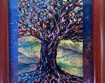 Purple tree painting | Etsy