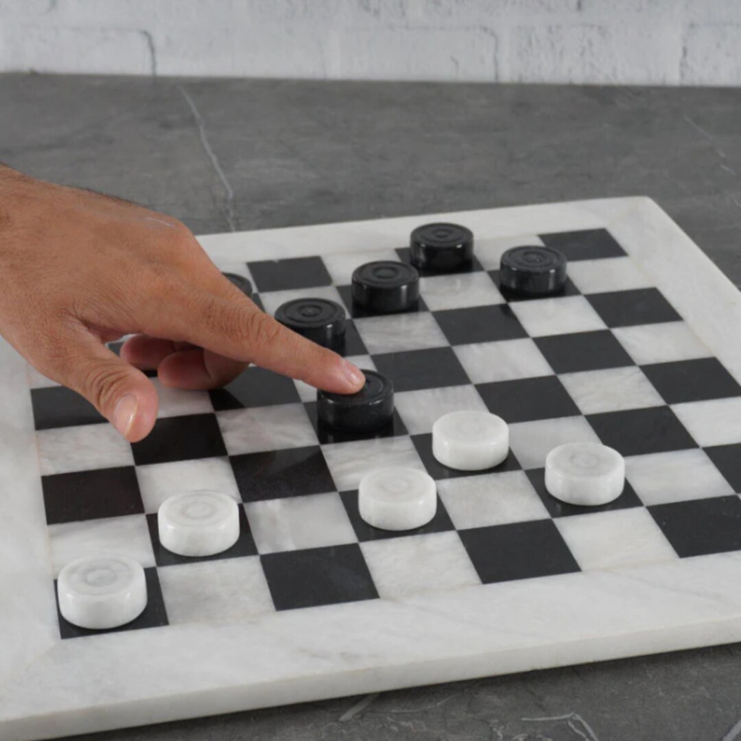 Handmade Onyx Marble Checkers Set: Vintage Board Game, Unique Home ...