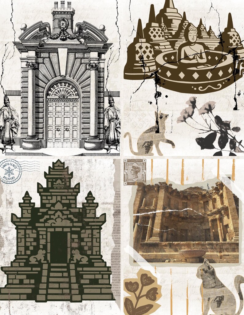 Historic Temples Printable Pages | World Heritage Art | Vintage ...