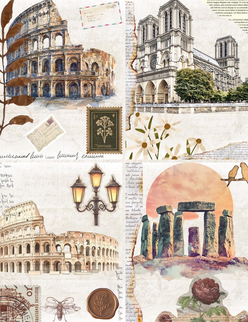 Historic Temples Printable Pages | World Heritage Art | Vintage ...
