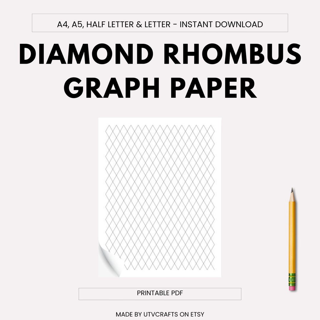 Diamond Rhombus Graph Paper Printable PDF A4 A5 US Letter Half Letter ...