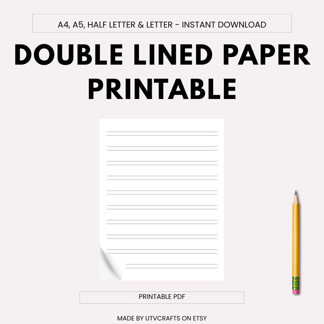 Double Lined Paper Printable PDF A4 A5 US Letter Half Letter ...