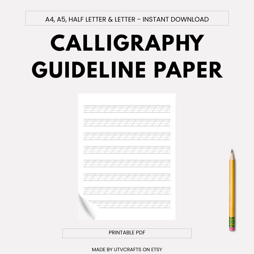 Calligraphy Guideline Paper Printable PDF A4 A5 US Letter Half Letter ...