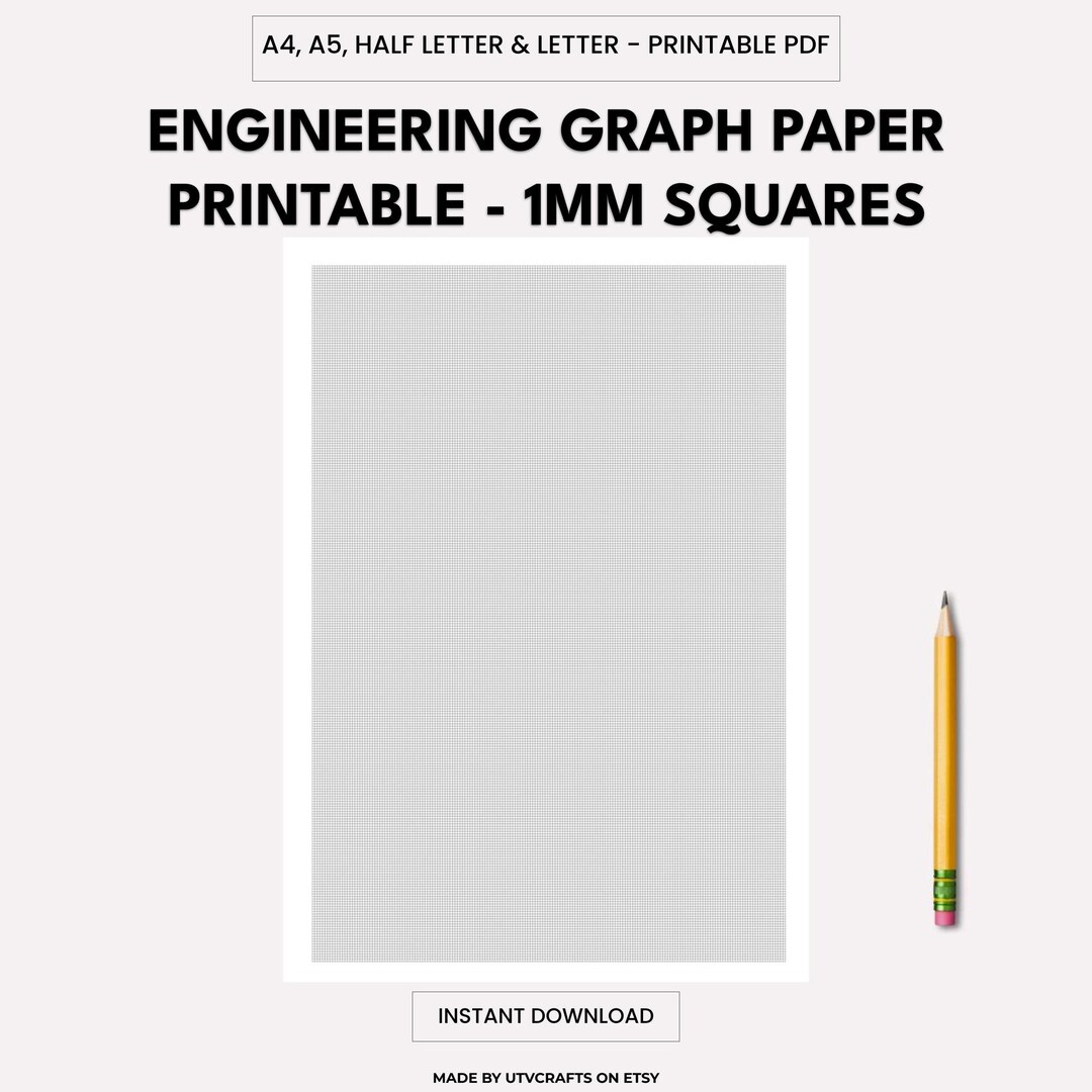 Engineering Graph Paper 1mm Squares (A4, Letter, A5 & Half Letter ...