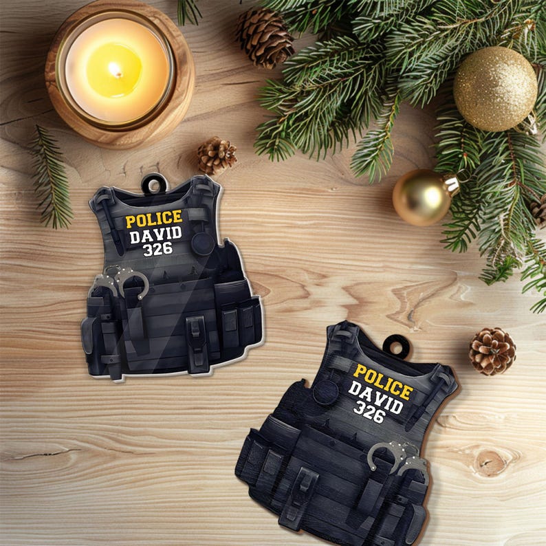 Personalized Police Vest Ornament 2025, Custom Name Law Enforcement ...