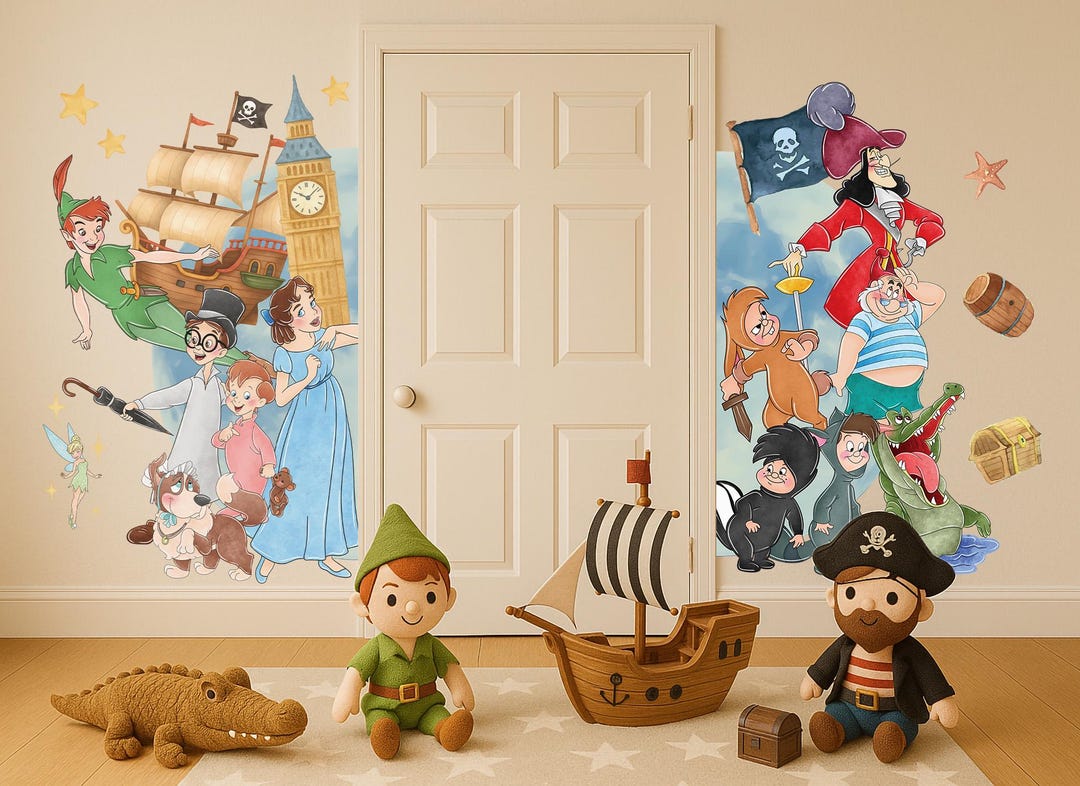 Door Frame Wall Decal Peter Pan Wall Sticker Neverland Wall Mural ...