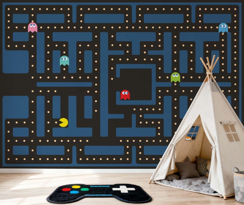 Pacman Ghosts Wallpaper Retro Arcade Wall Decal Retro Game Wall Sticker ...
