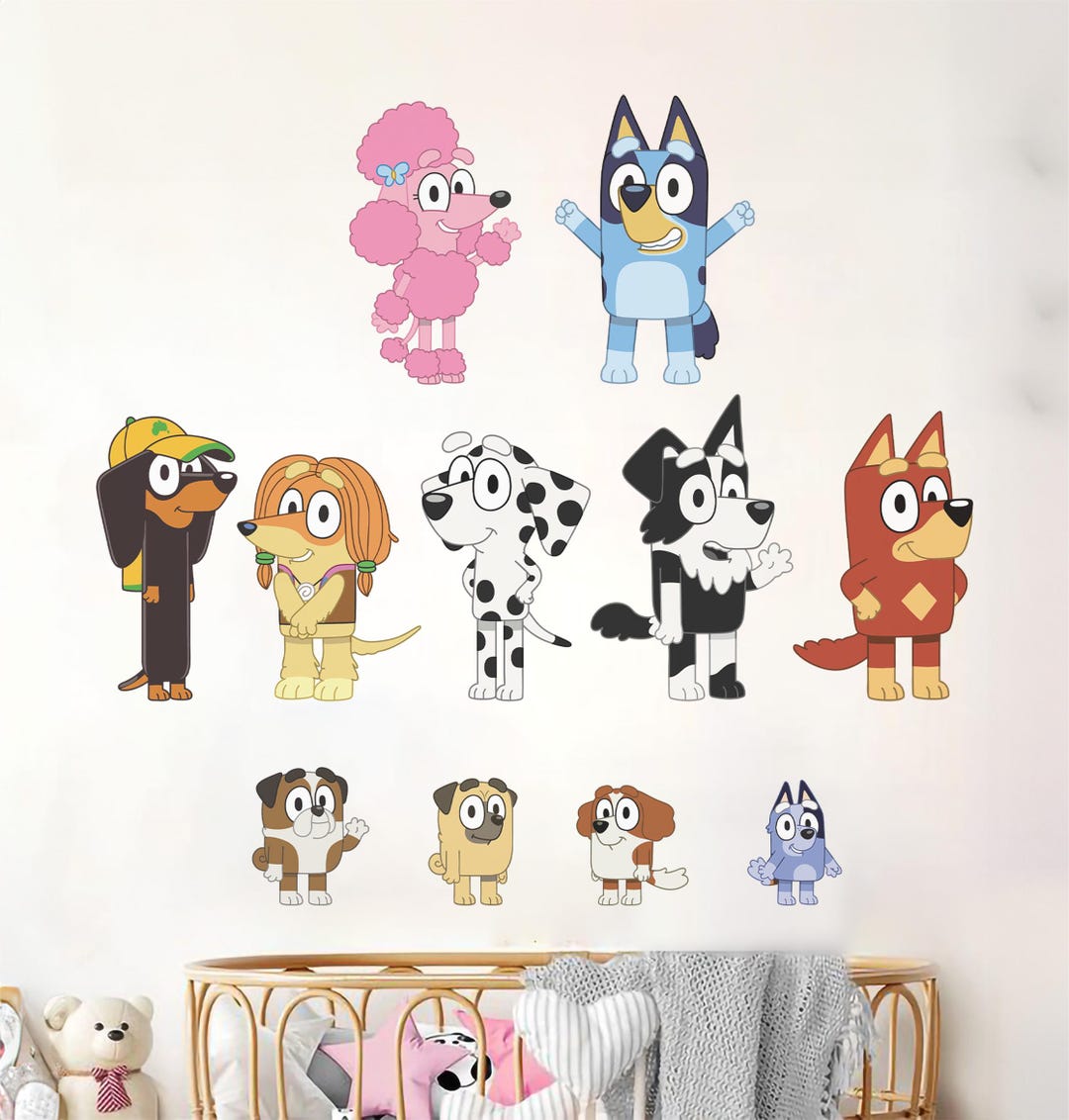 Removable Blue Monster Wall Decal Blue Cartoon Wall Sticker Blue Dog ...