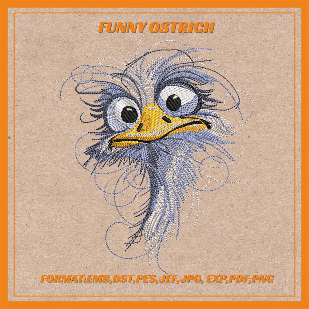 Funny Ostrich Embroidery Design Digital Download Machine Embroidery ...
