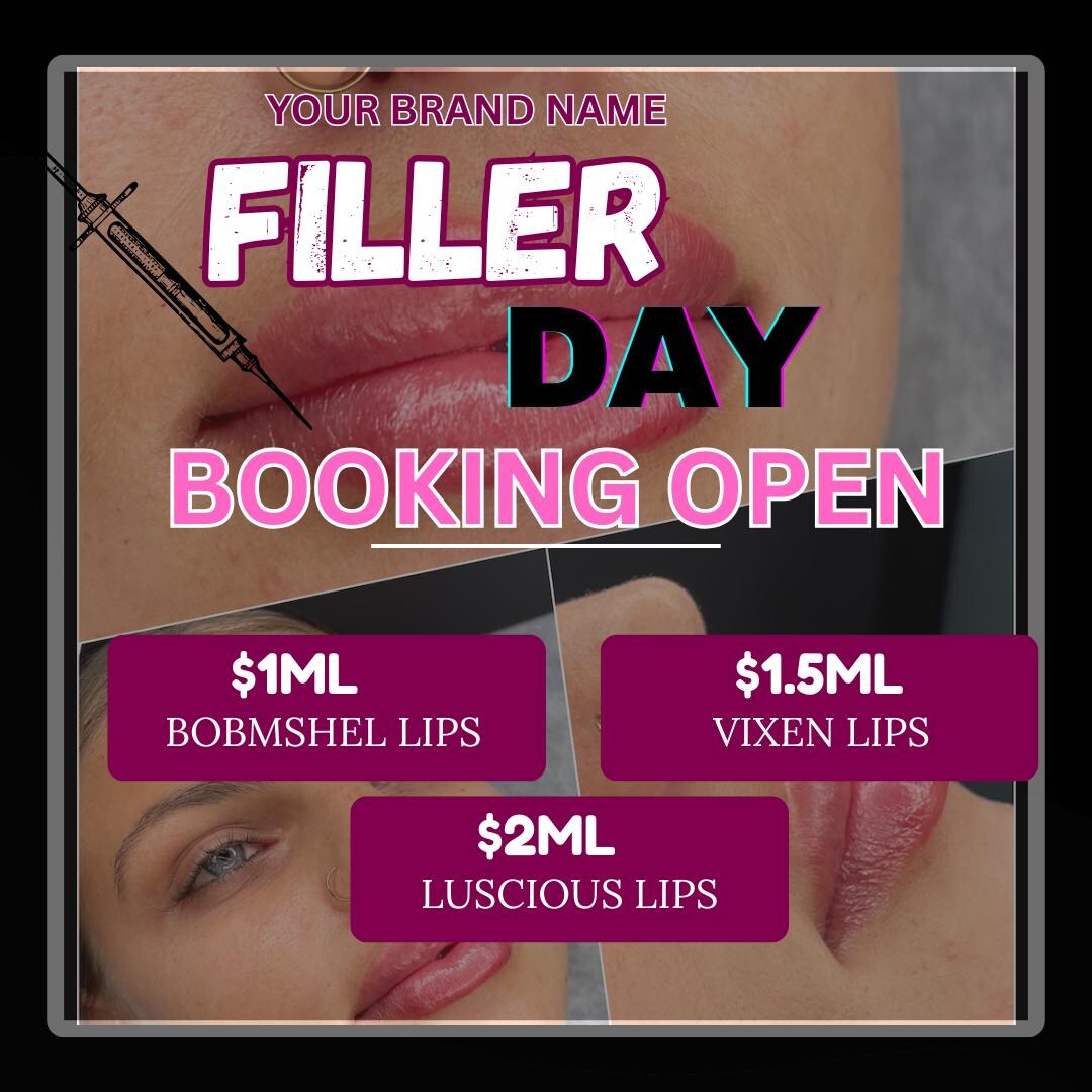 DIY Lip Filler Day Flyer, Lip Filler Specials Template, Hyaluronic Pen ...