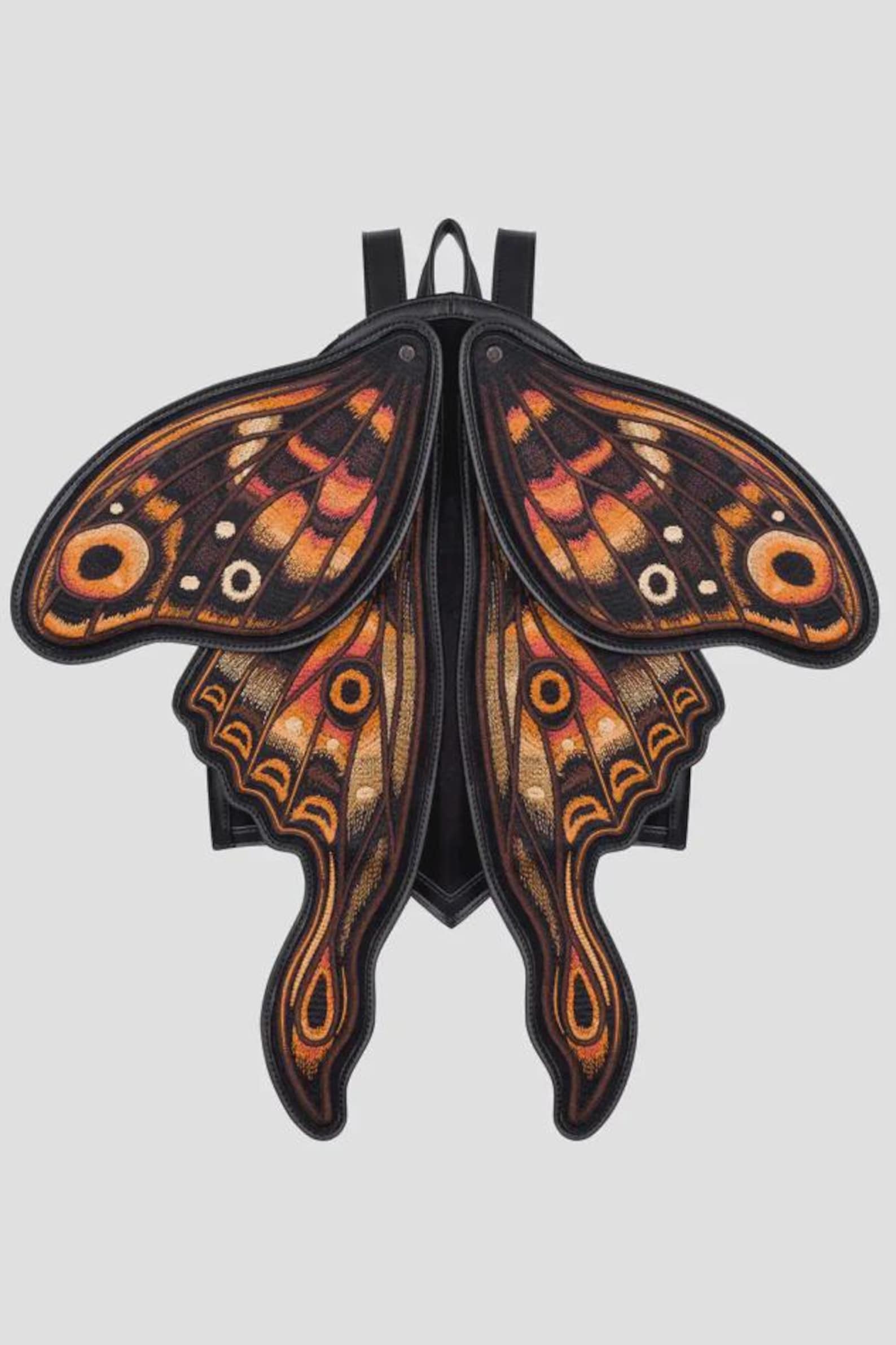 3D Moth Wing Backpack – Fantasy Faux Suede Bag With Movable Embroidered ...
