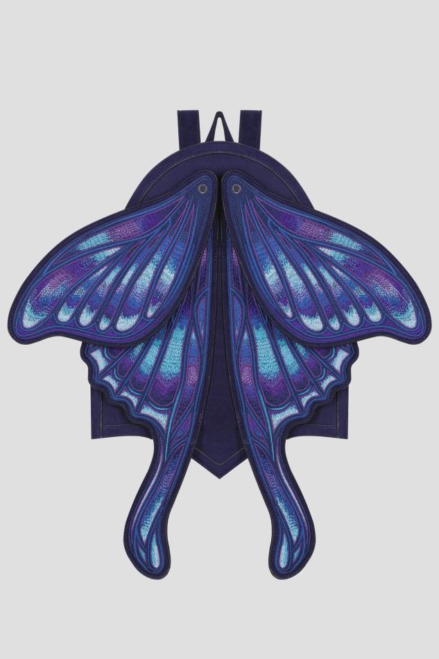 3D Moth Wing Backpack – Fantasy Faux Suede Bag With Movable Embroidered ...