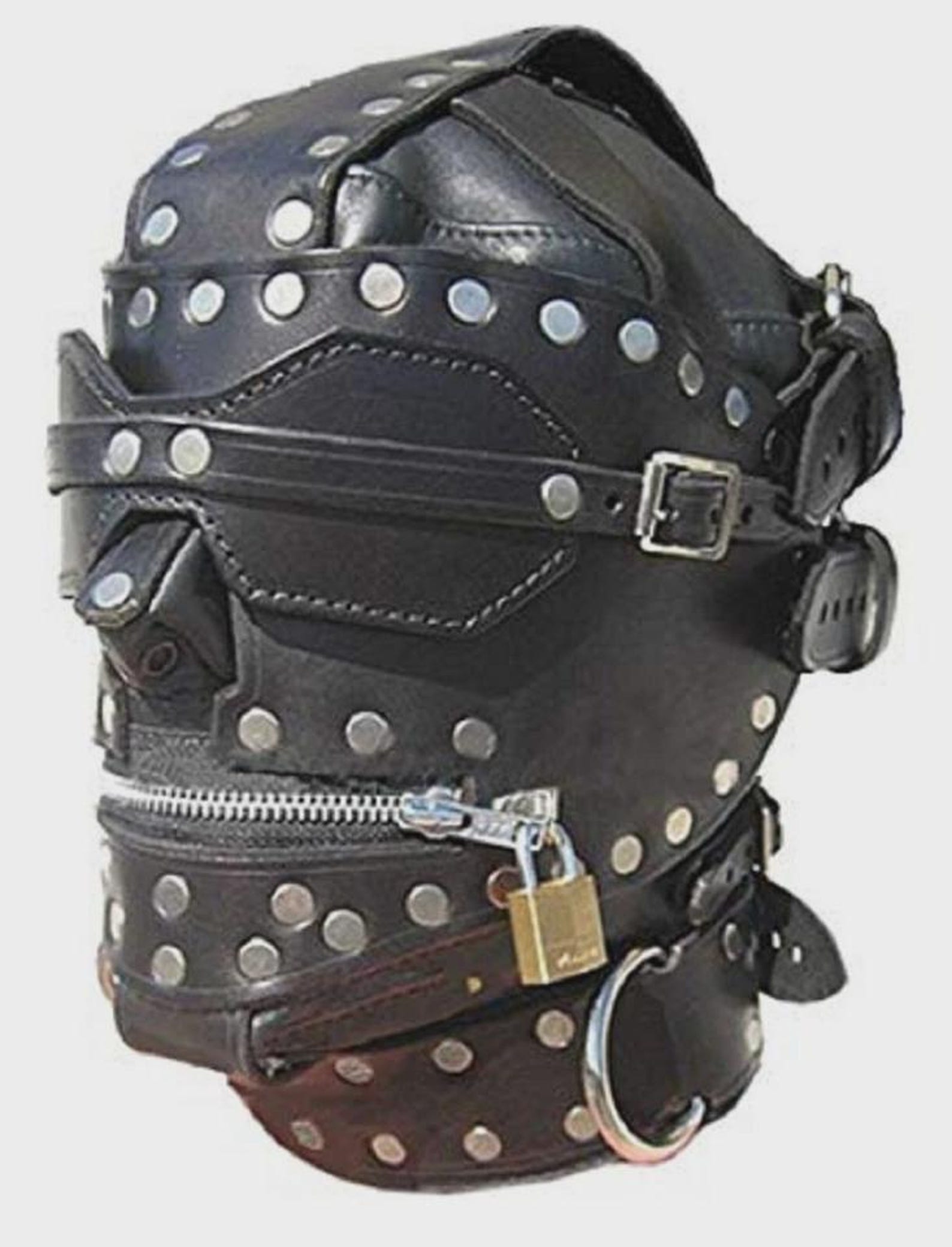 Unisex Bondage Hood Gimp Mask Real Leather With Blindfold and Locking ...