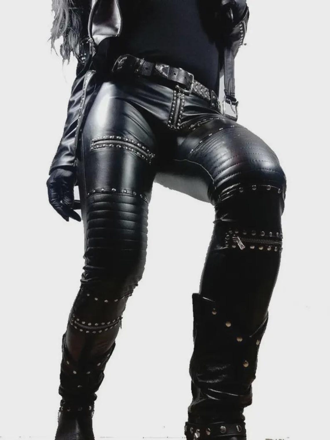 Women’s Genuine Cow Leather Pants – Handmade Black Biker Style With ...