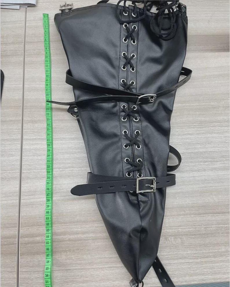 100% Genuine Leather Armbinder Restraint Body Harness Straight Jacket ...