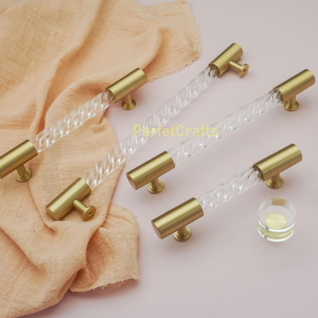 Acrylic Drawer Pulls: Solid Brass Cabinet Handles, Modern Door Knobs - Etsy