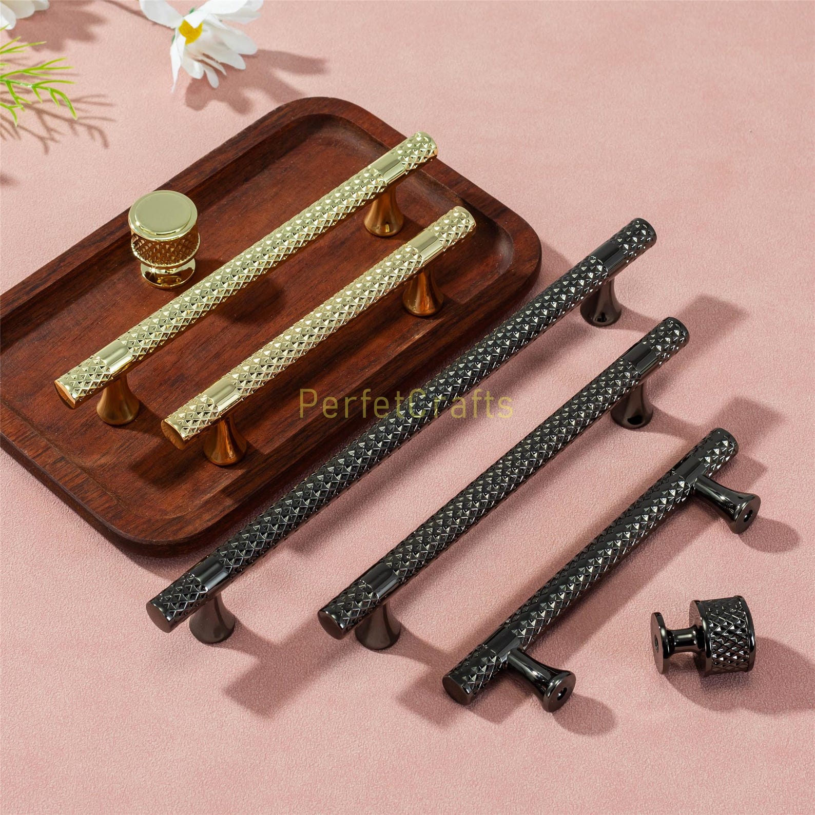 Zinc Alloy Hammered Cabinet Door Handles : Titanium Black Drawer Pulls ...