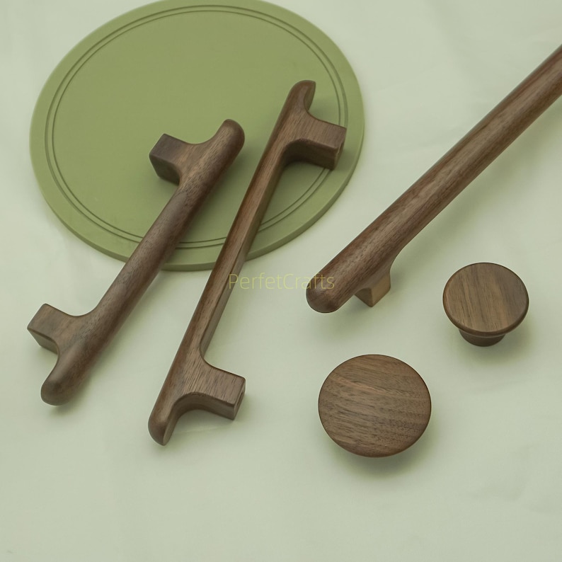 Natural Wood Drawer Pull: Walnut or Oak Cabinet Handle - Etsy