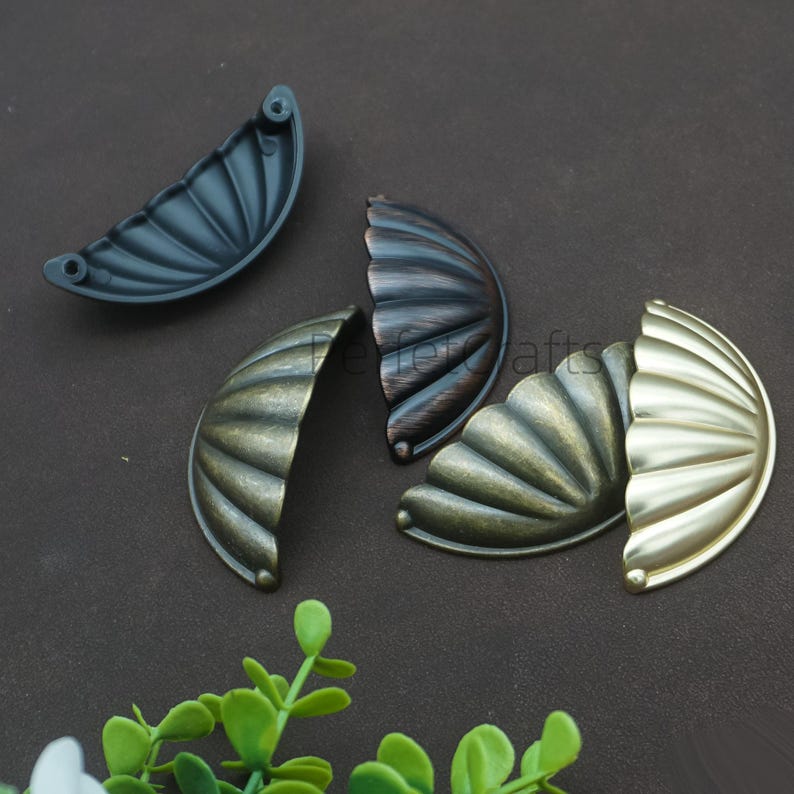 Antique Bronze Cup Drawer Pull: Retro Shell Cabinet Handle - Etsy
