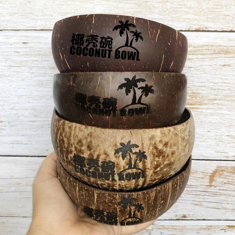 Personalized Coconut Bowl Gift, Custom Name Logo Bowl, Eco Friendly ...