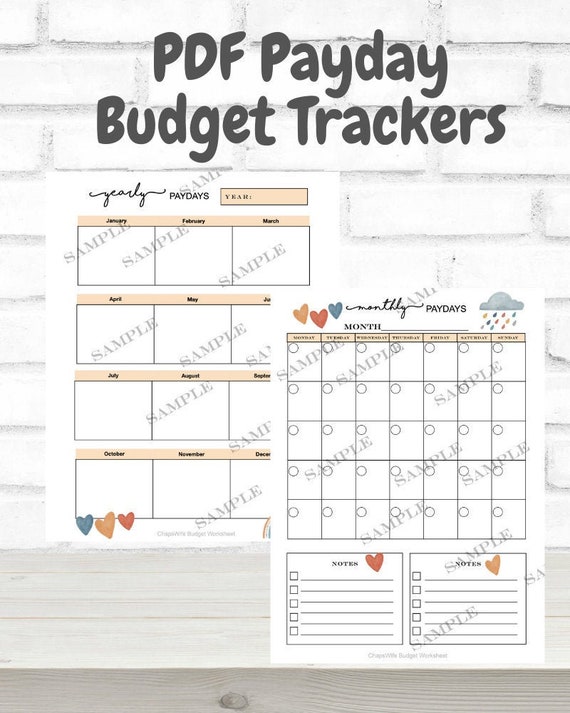 Payday Tracker Monthly Payday Tracker Yearly Payday Tracker - Etsy