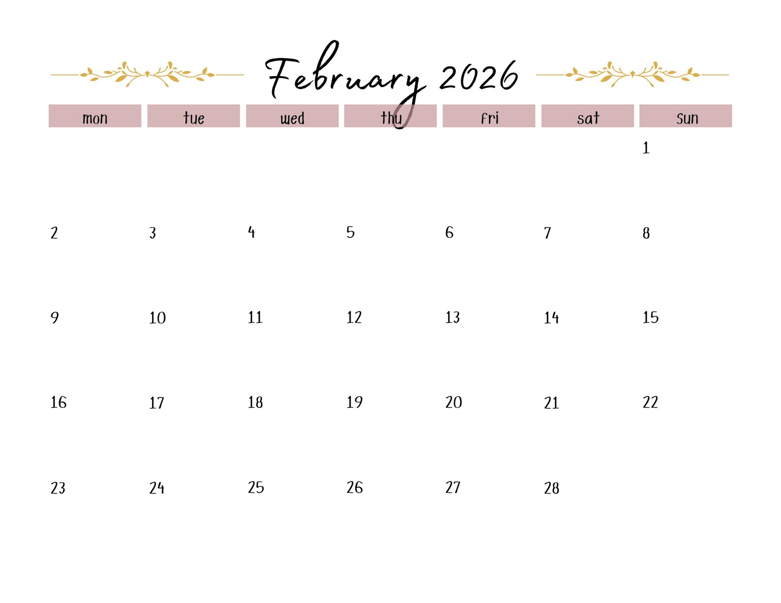 2026 Gold Desk Calendar Printable • Luxury Minimalist Calendar ...