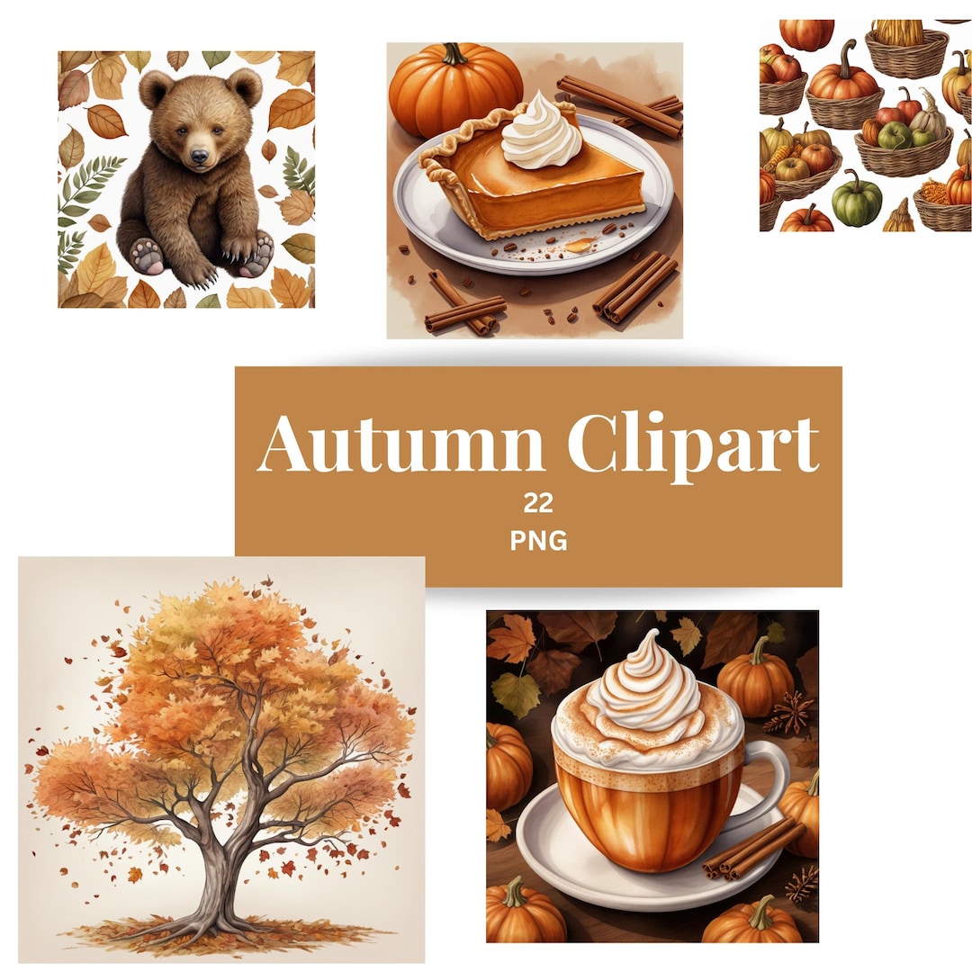 Watercolor Fall Clipart Bundle, Cozy Fall Png Bundle, Fall Sublimation ...