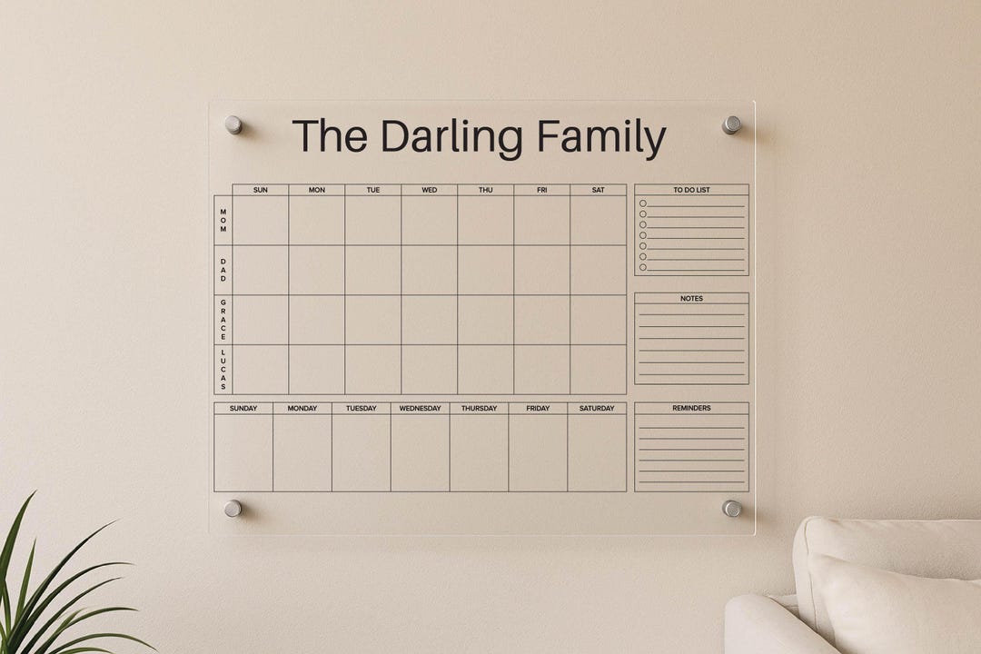 Personalized Acrylic Weekly Wall Planner: Family Organizer Dry Erase ...
