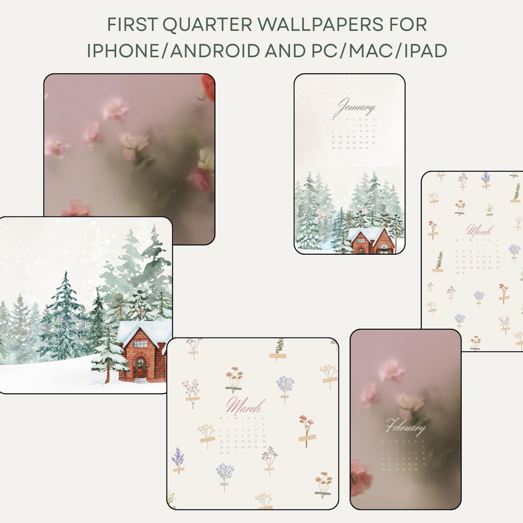 Monthly Digital Wallpapers Q1 – Desktop & Phone Backgrounds | Instant ...