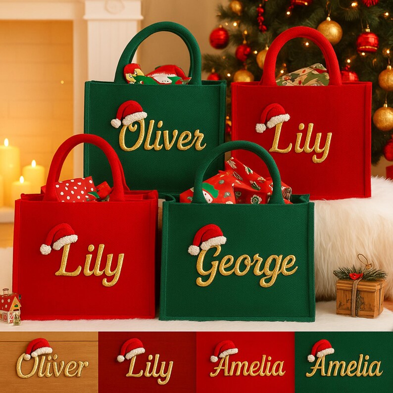 Personalized Christmas Bags, Custom Embroidered Christmas Gift Bags ...