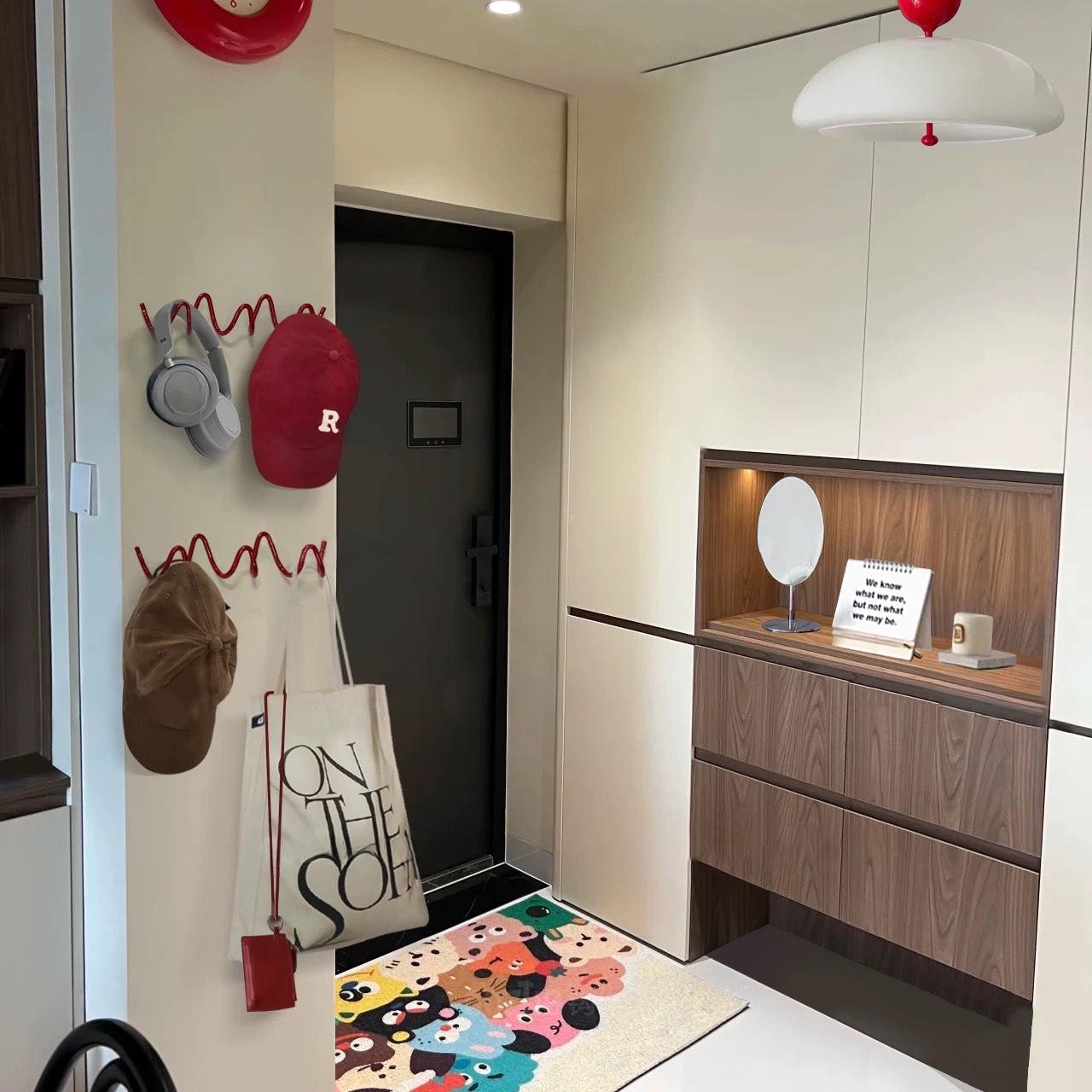 Modern Red Wave Metal Wall Hooks – Bold Decorative Coat Rack ...
