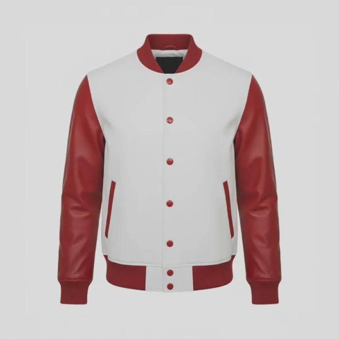Wool Varsity Jacket Genuine Leather Sleeves College Letterman - Etsy