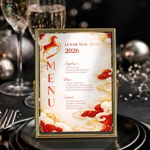 Lunar New Year 2026 Menu Template | Red & Gold Canva Design | Chinese ...