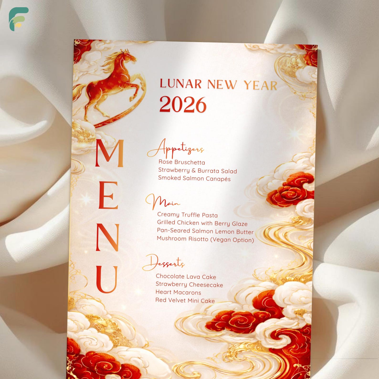 Lunar New Year 2026 Menu Template | Red & Gold Canva Design | Chinese ...