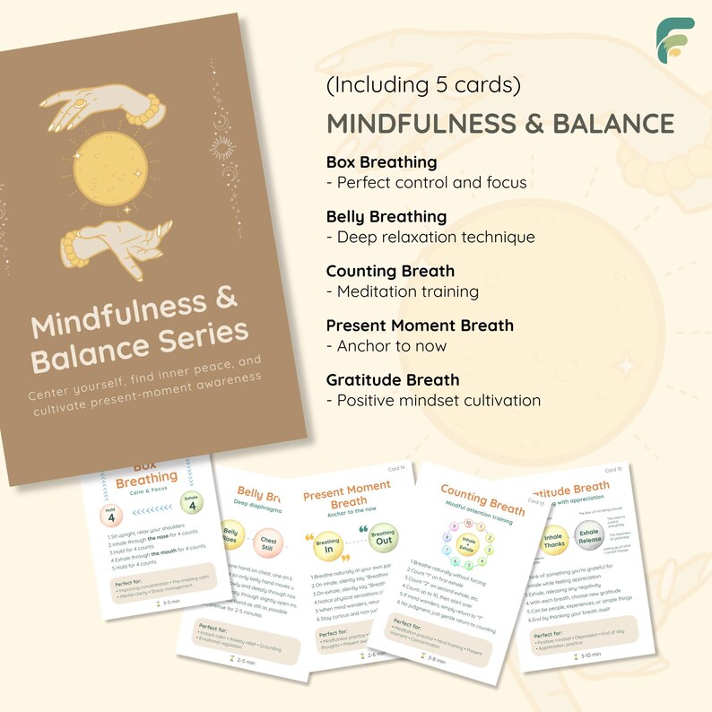 Mindfulness Breathing Exercise Cards: Anxiety & Stress Relief (PDF ...
