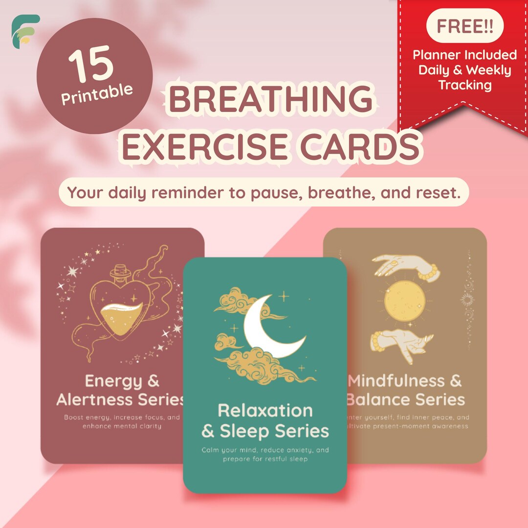 Breathing Exercise Cards | Stress Relief, Anxiety Management (PDF ...