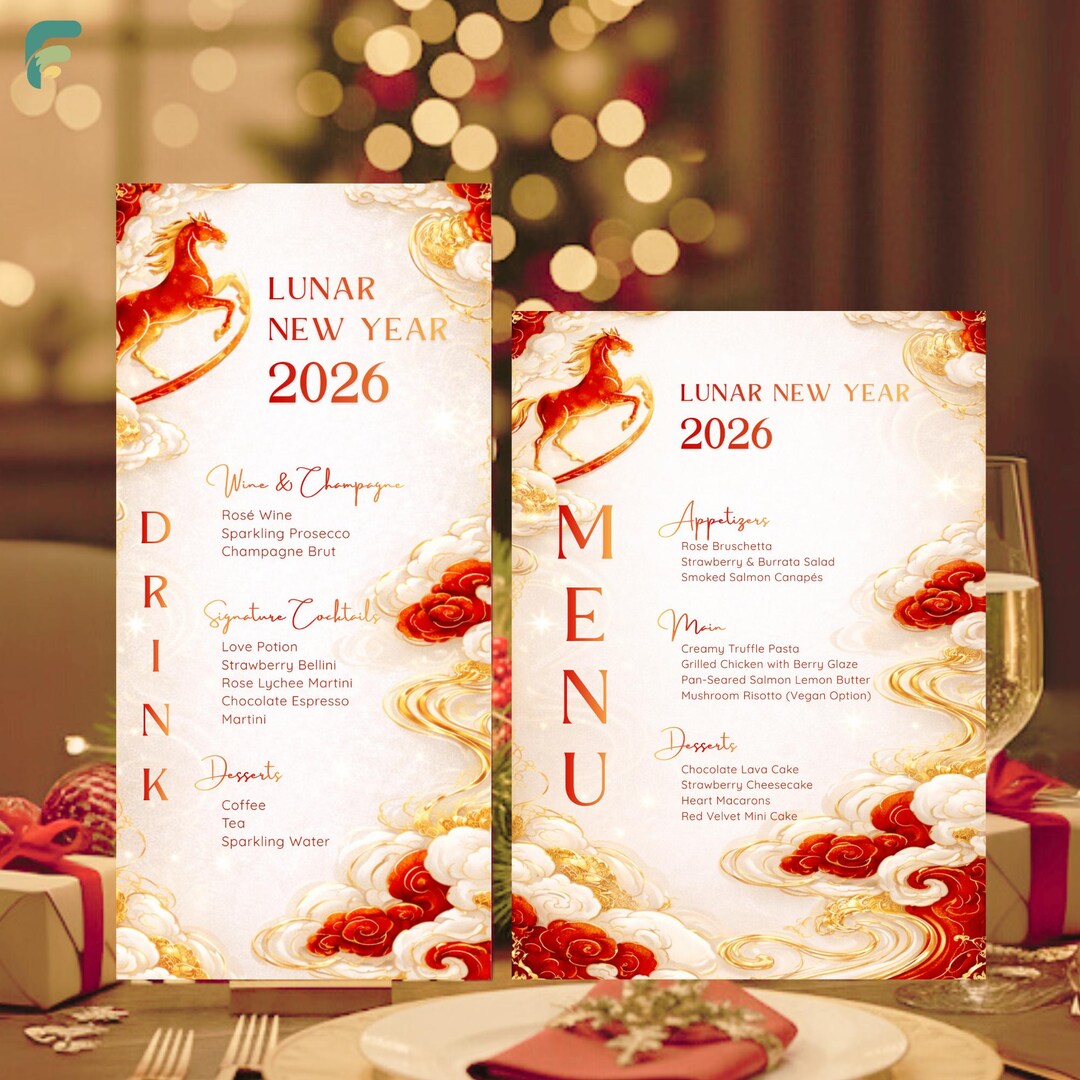 Lunar New Year 2026 Menu Template | Red & Gold Canva Design | Chinese ...