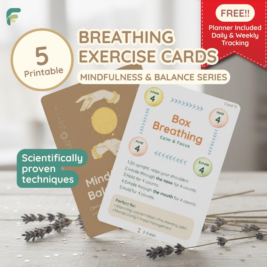 Mindfulness Breathing Exercise Cards: Anxiety & Stress Relief (PDF ...
