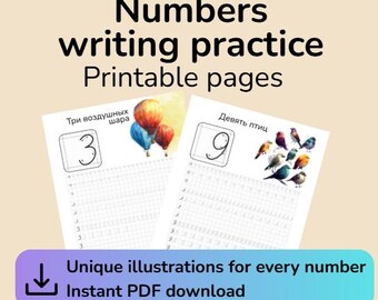Russian Numbers Worksheet Printable for Kids | Preschool Handwriting ...