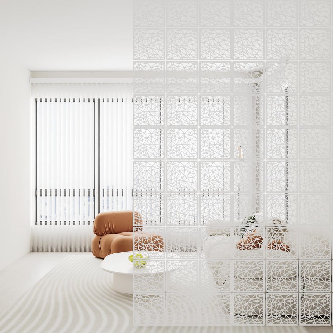 Modern Geometric Wooden Room Divider Panels | 12 Hanging Laser Cut ...