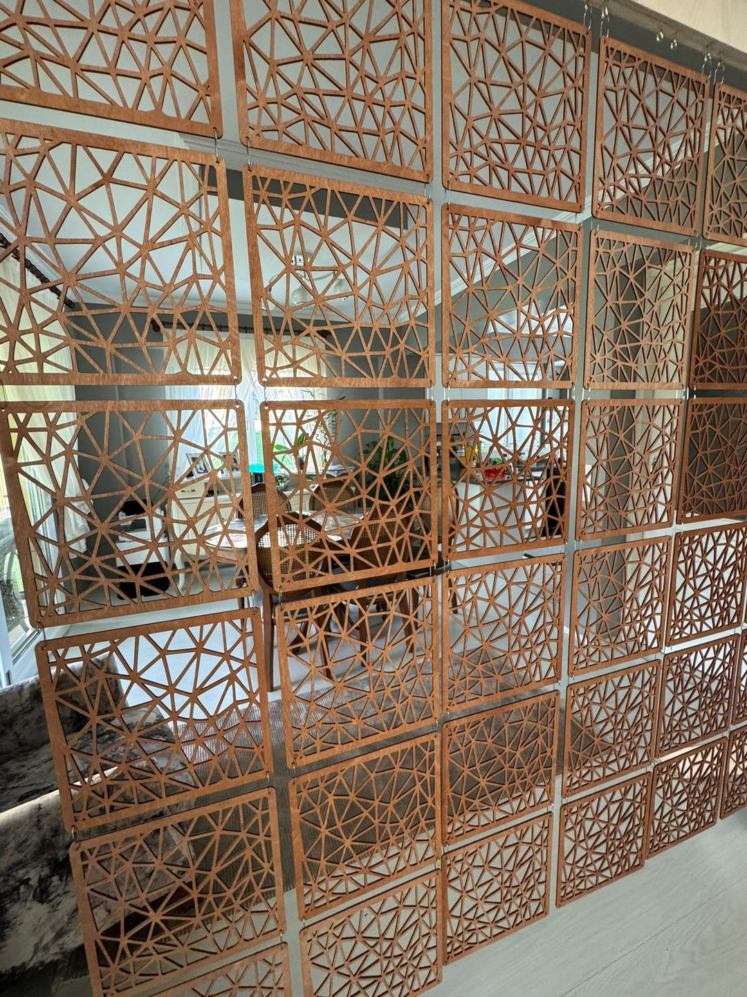 Laser Cut Plywood Room Divider - Hanging Privacy Screen - 12 Panels ...