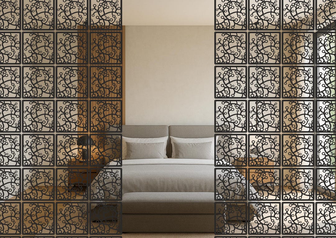Suspended Privacy Screen | Modern Laser Cut Wooden Room Divider | Easy ...