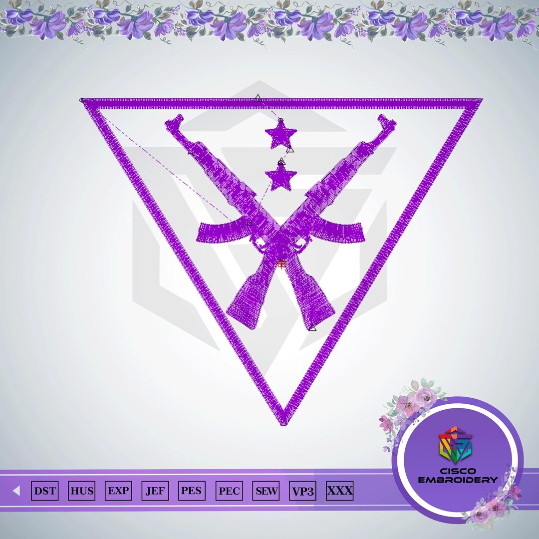 Crossed Rifles Triangle Embroidery Design | Military Style Patch File ...